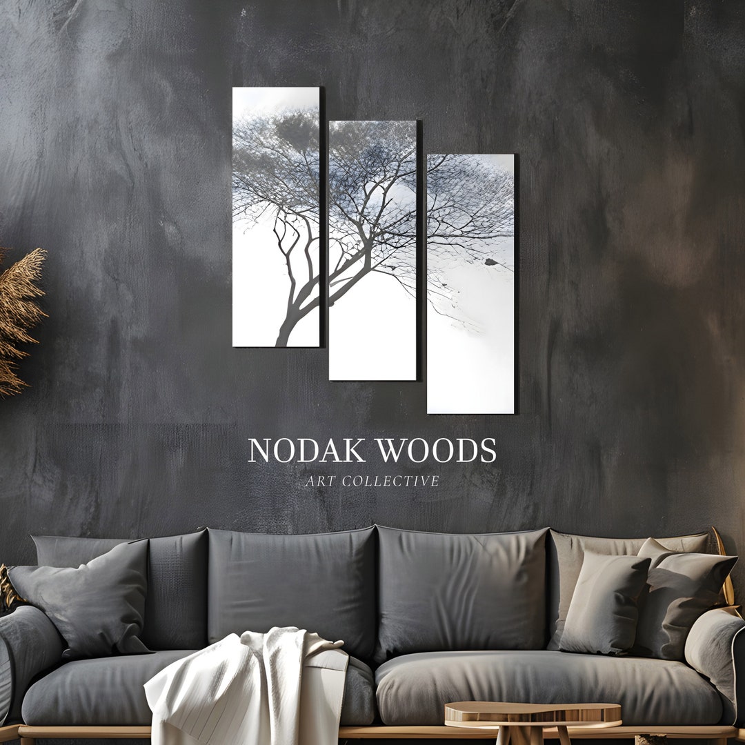 Black and White Tree Set of 3 Gallary Canvas Print - Etsy