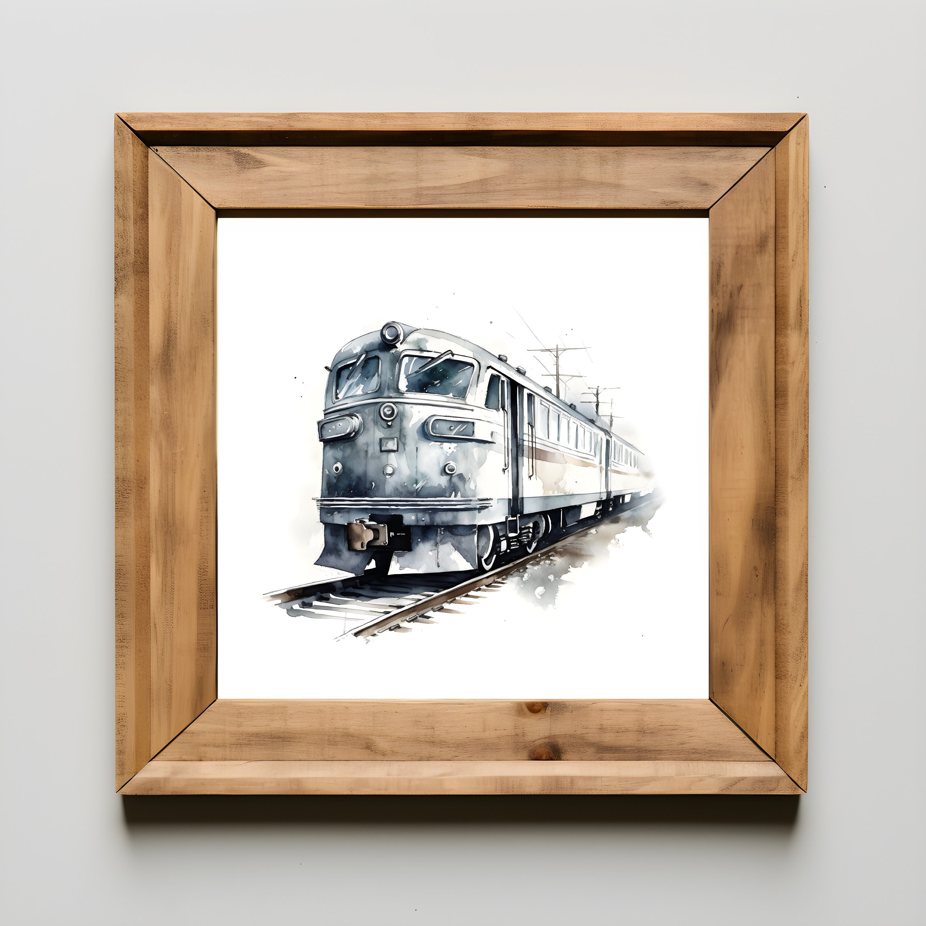 Watercolor Classic Grey Trains Art Prints Set of 6 - Etsy
