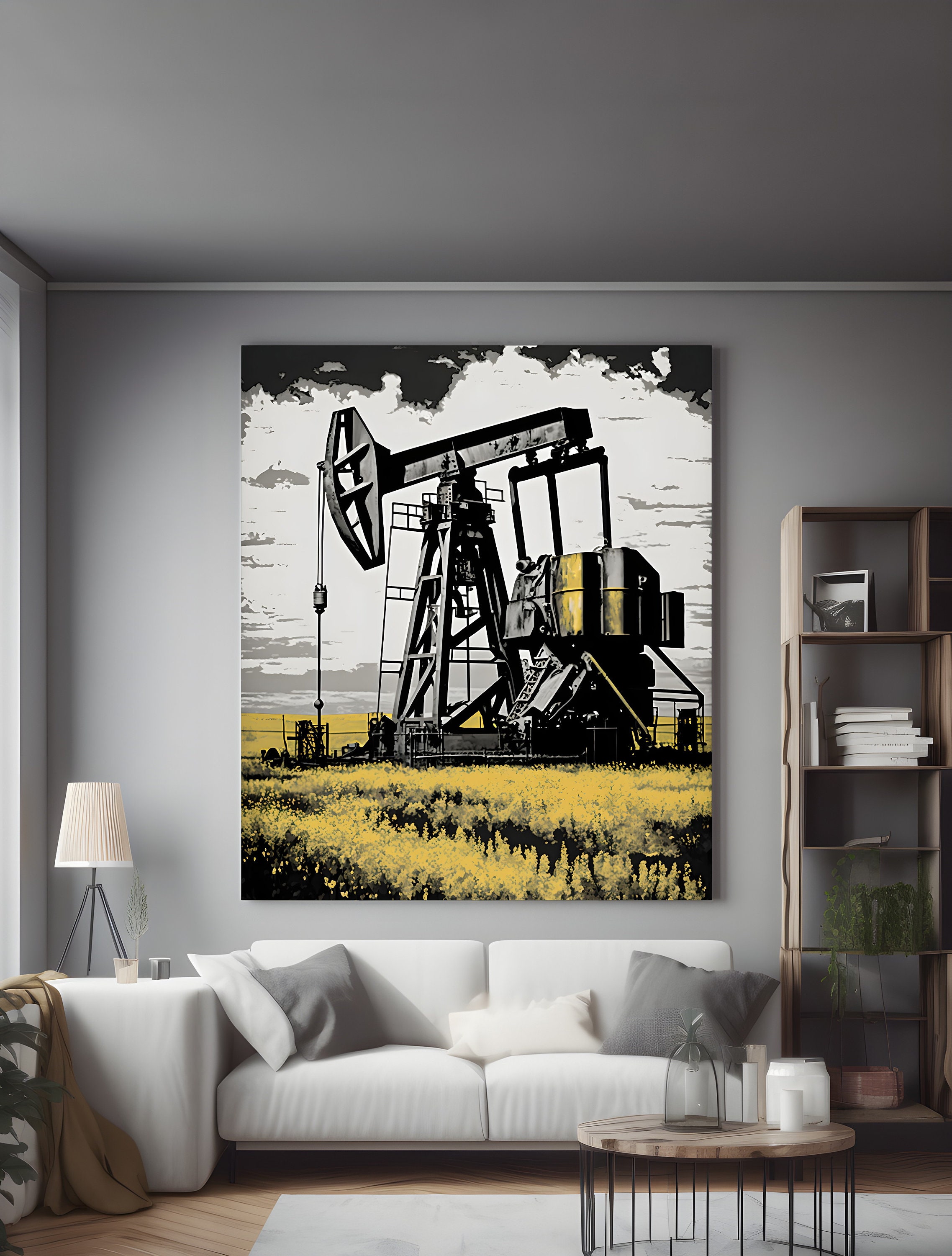 Vintage Oil Rig Illustration, Digital Download, Home Décor, Printable ...