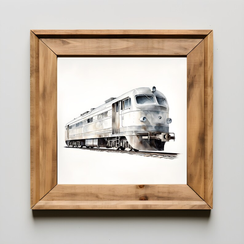 Watercolor Classic White Trains Art Prints Set of 6, Locomotive Poster ...