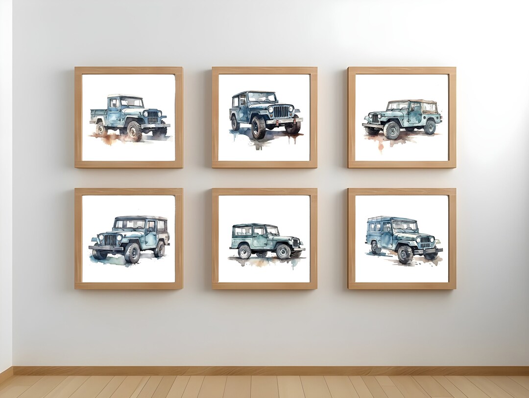 Watercolor Classic Jeep Prints - Set of 6, Nursery Posters, Boy Kids ...
