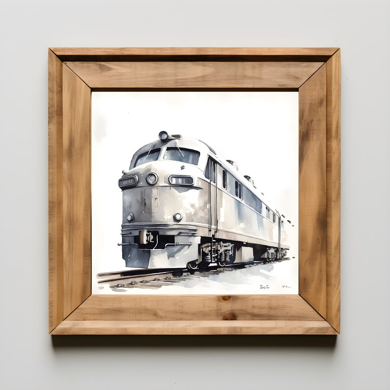 Watercolor Classic White Trains Art Prints Set of 6, Locomotive Poster ...