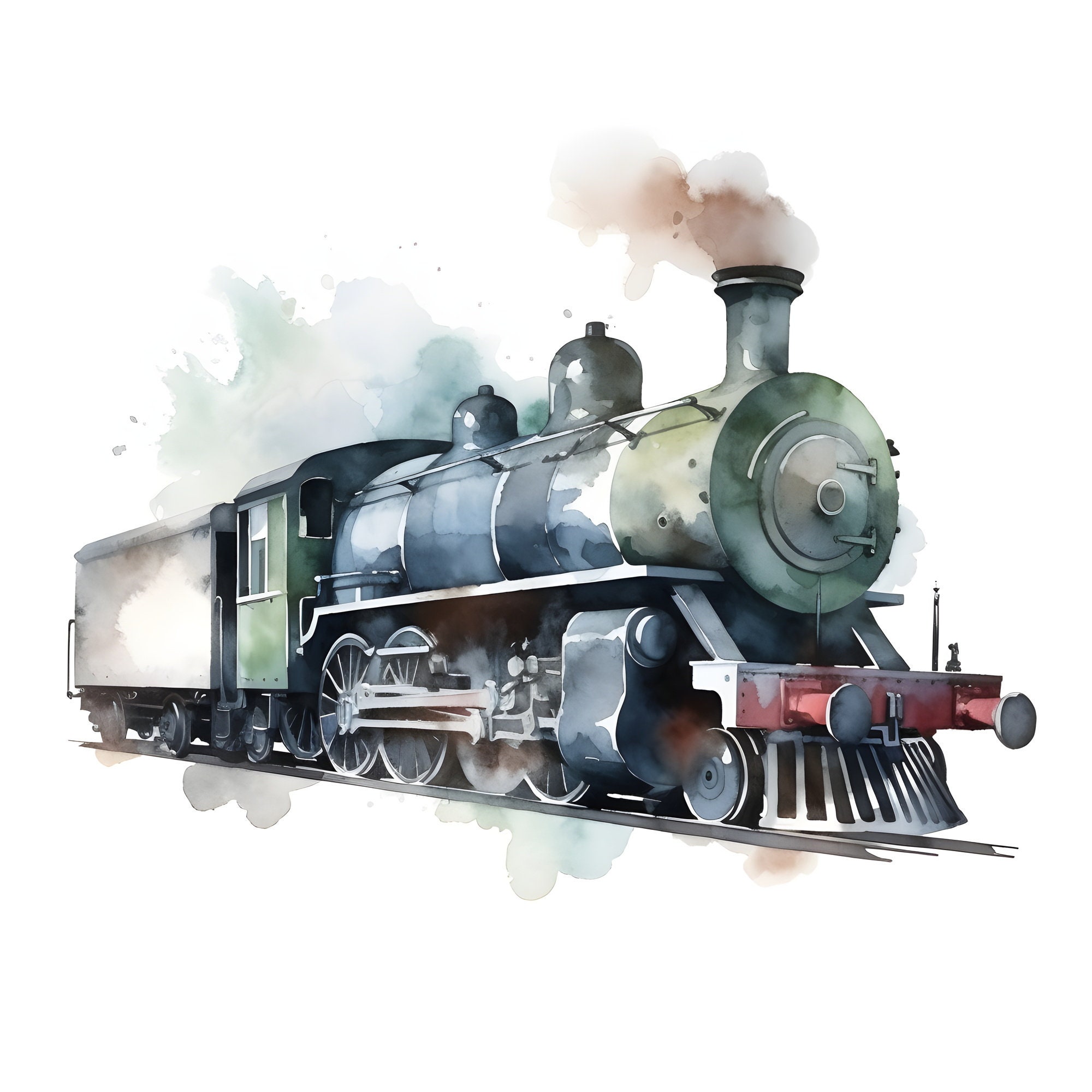 Blue Watercolor Trains Art Prints Set of 6 Locomotive - Etsy