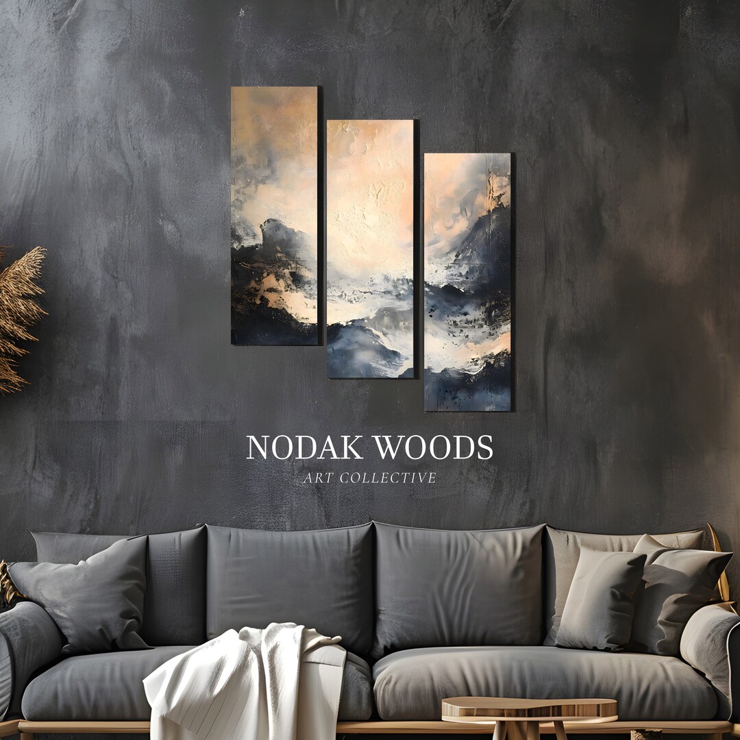 Neutral Abstract Painting | Set of 3 Gallary Canvas Print - Etsy