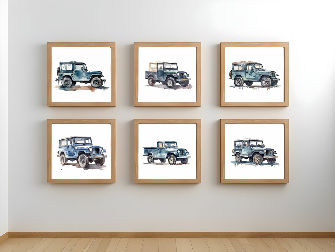 Watercolor Classic Jeep Prints - Set of 6, Nursery Posters, Boy Kids ...