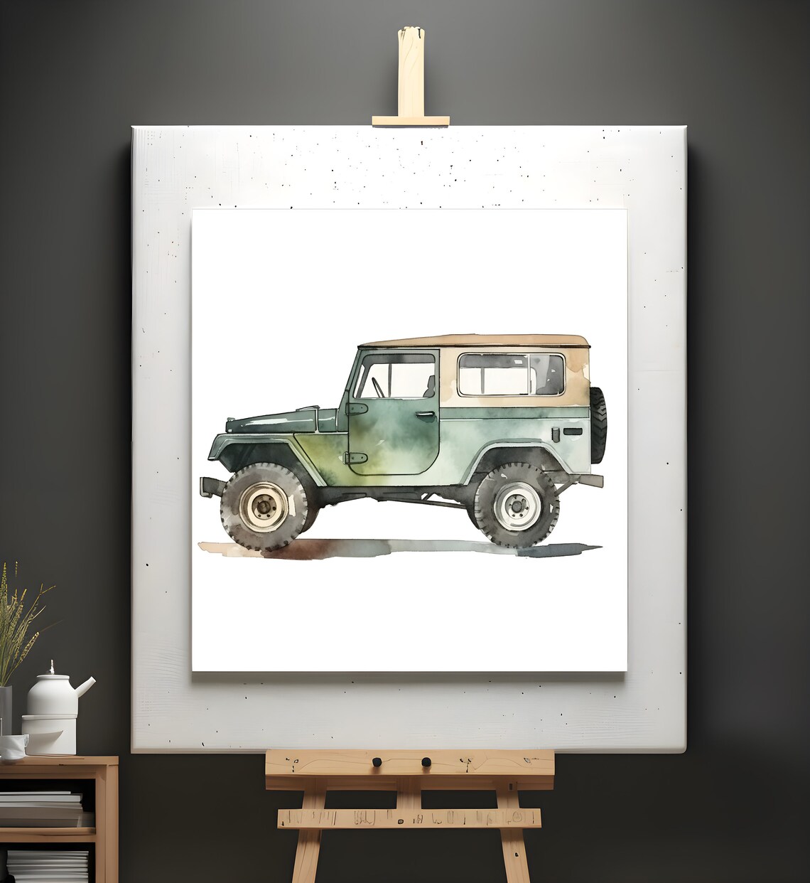 Watercolor Vintage Green Jeep Prints - Set of 6, Nursery Posters, Great ...