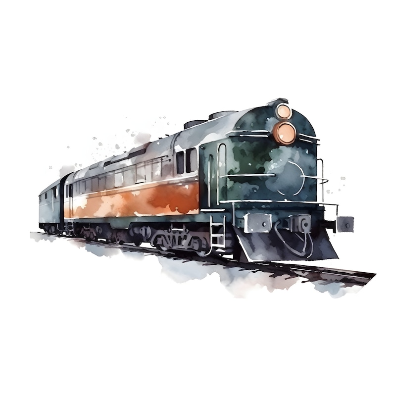 Watercolor Classic Trains Art Prints - Set of 6, Locomotive Poster, Boy ...