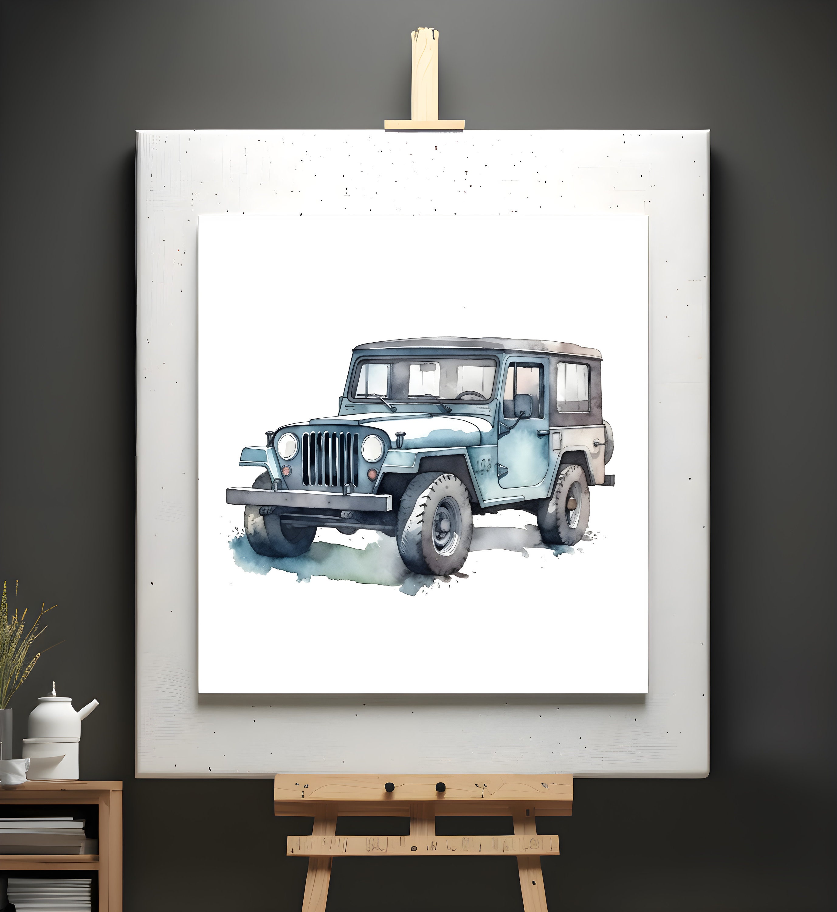 Blue Watercolor Jeep Prints - Set of 6, Great Gift to Print at Home! - Etsy