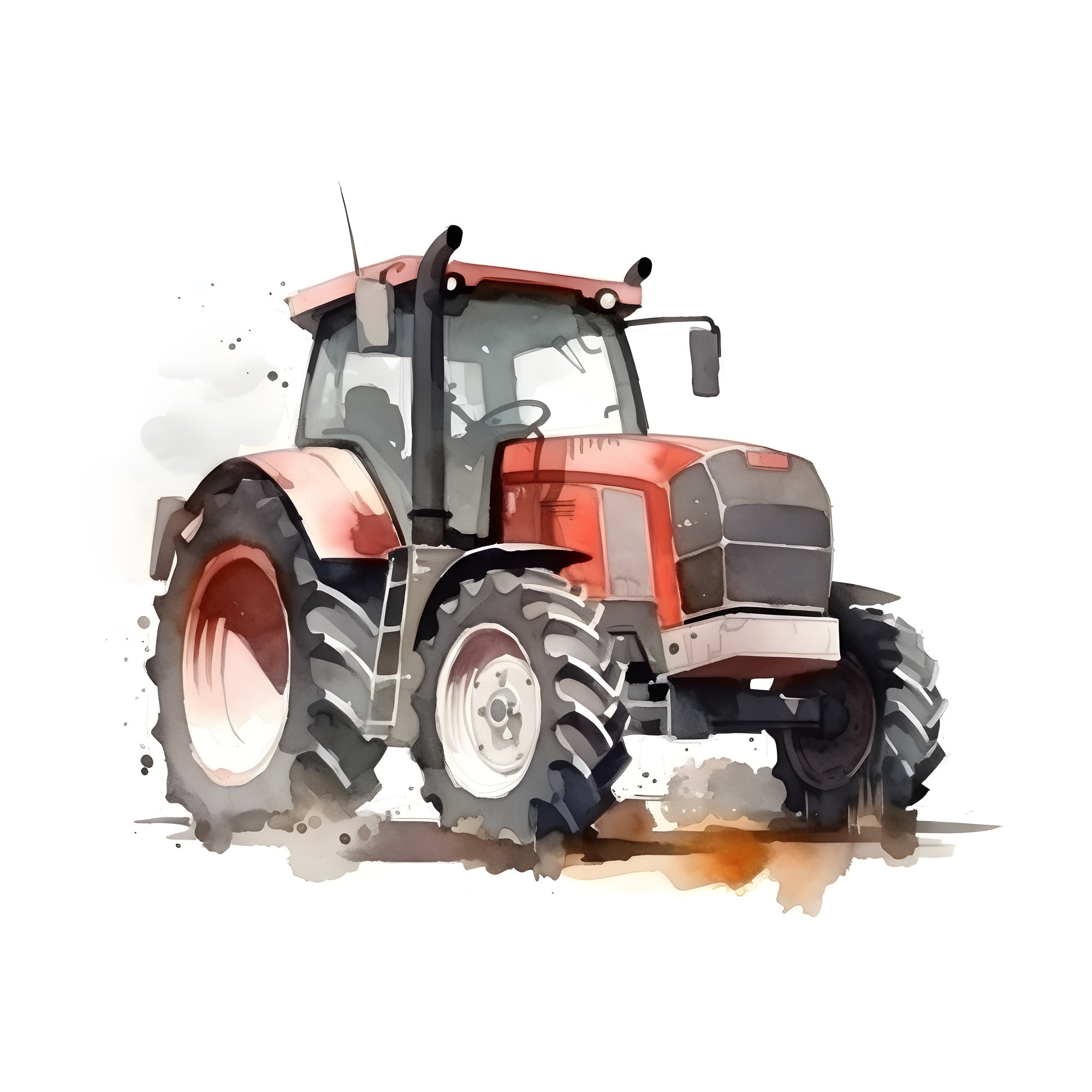 Watercolor Classic Tractor Art Prints - Set of 6, Modern Farm Equipment ...