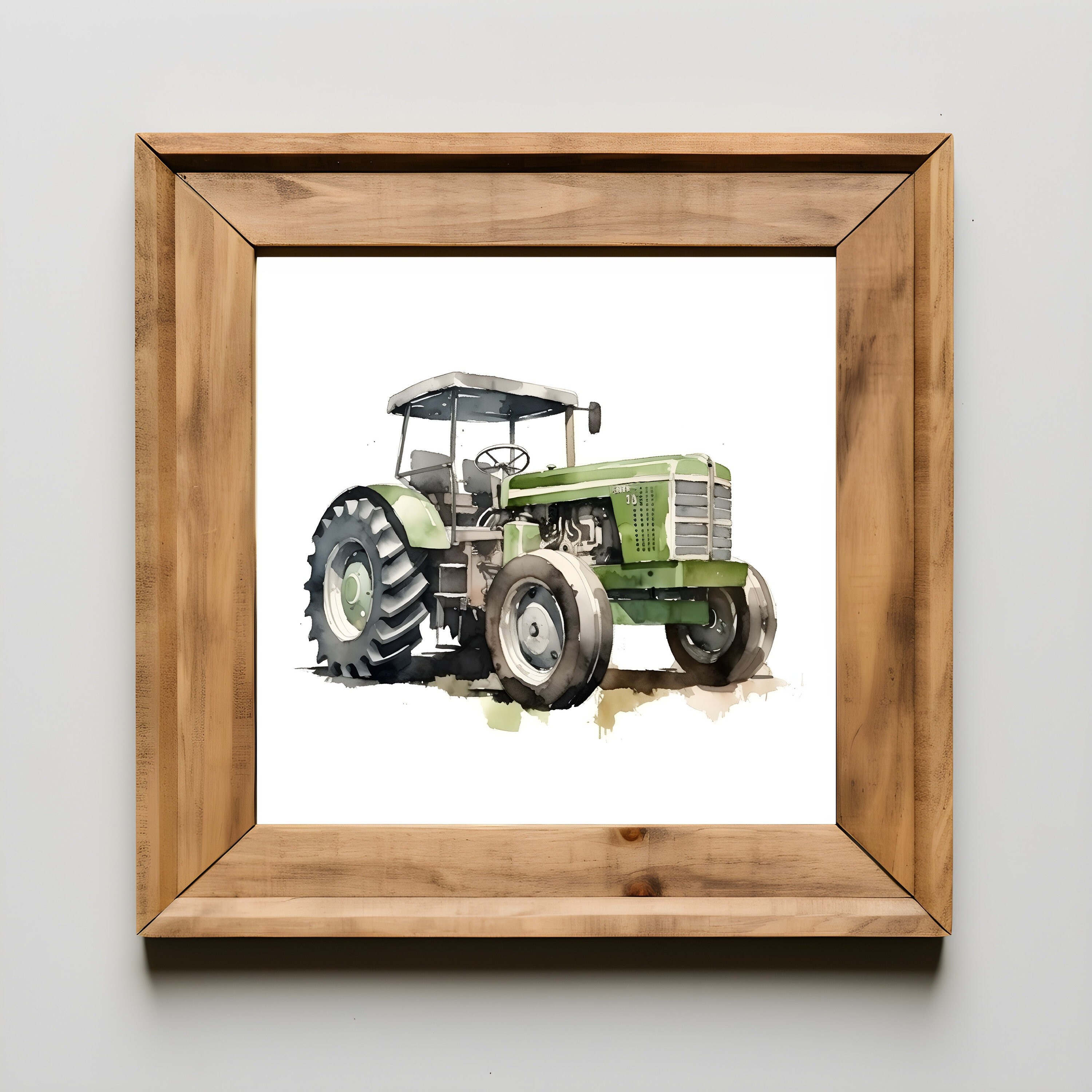 Watercolor Classic Tractor Art Prints Set of 6 Green Farm - Etsy