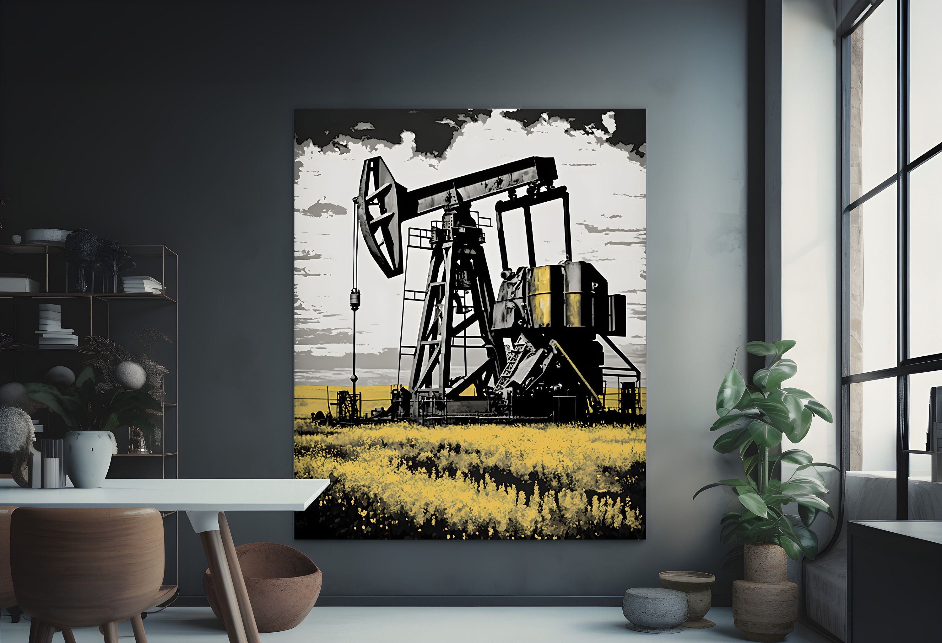 Vintage Oil Rig Illustration, Digital Download, Home Décor, Printable ...