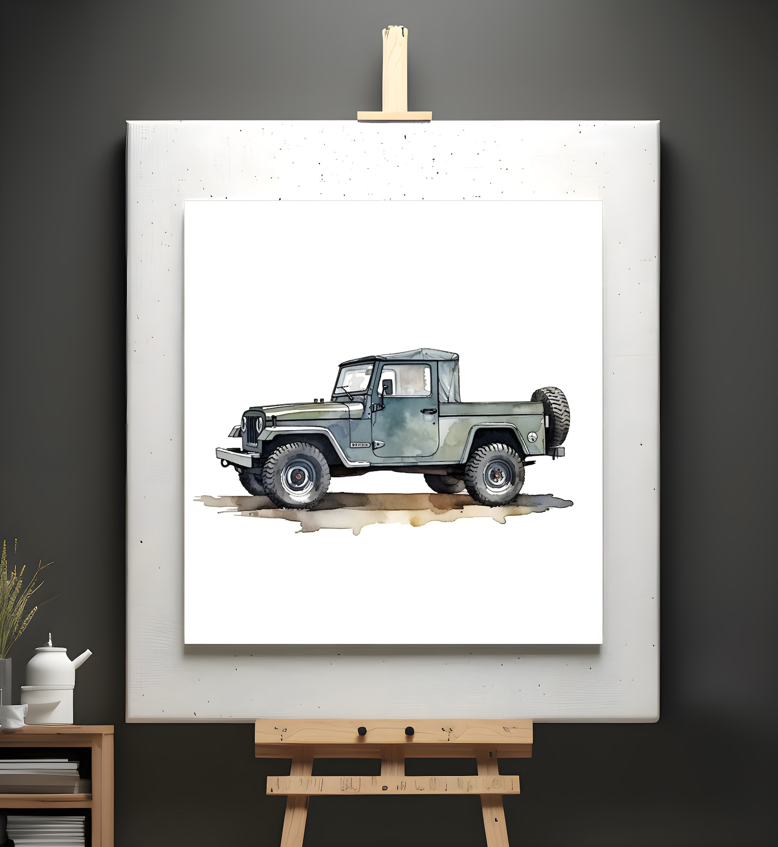 Watercolor Vintage Green Jeep Prints - Set of 6, Nursery Posters, Great ...