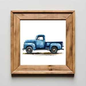 Blue Tractor Watercolor Art Prints – Farm Nursery Decor (digital ...
