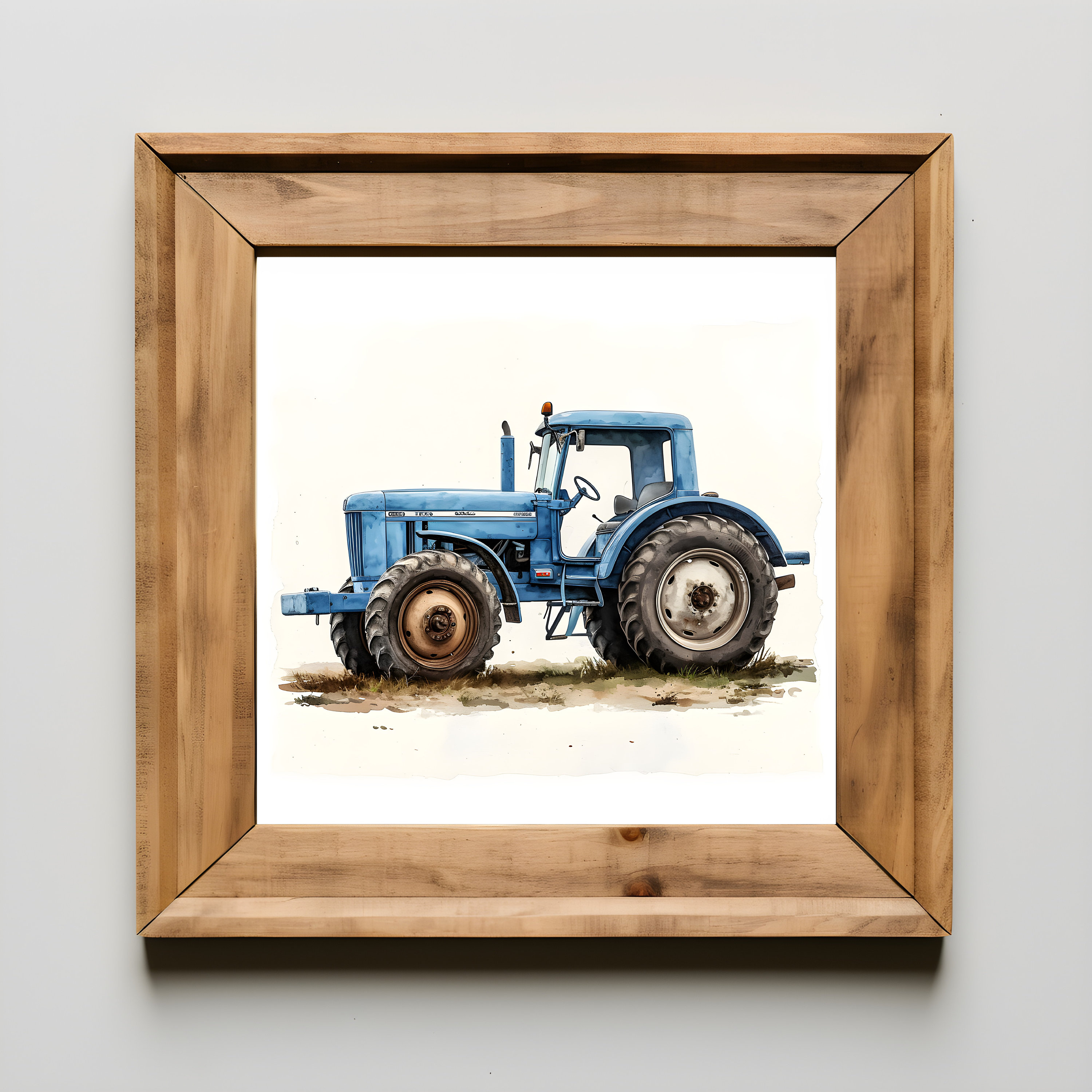 Watercolor Classic Tractor Art Prints - Set of 6, Blue Farm Equipment ...