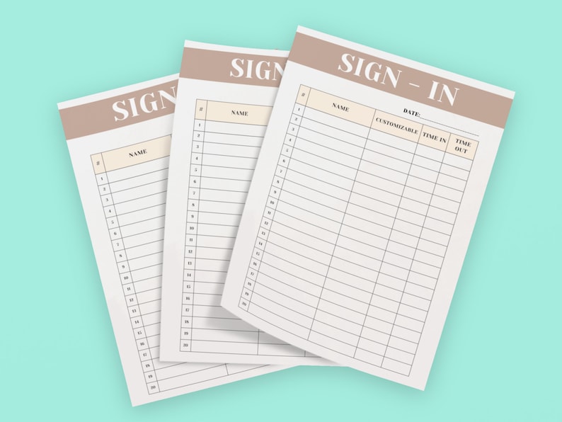 Editable Sign in Sheet Instant Download Sign in Sheet Canva - Etsy Canada