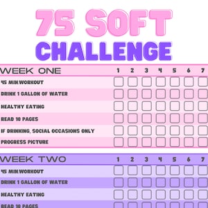 75 Soft Challenge Tracker | 75 Soft Challenge | Weight Loss Tracker ...
