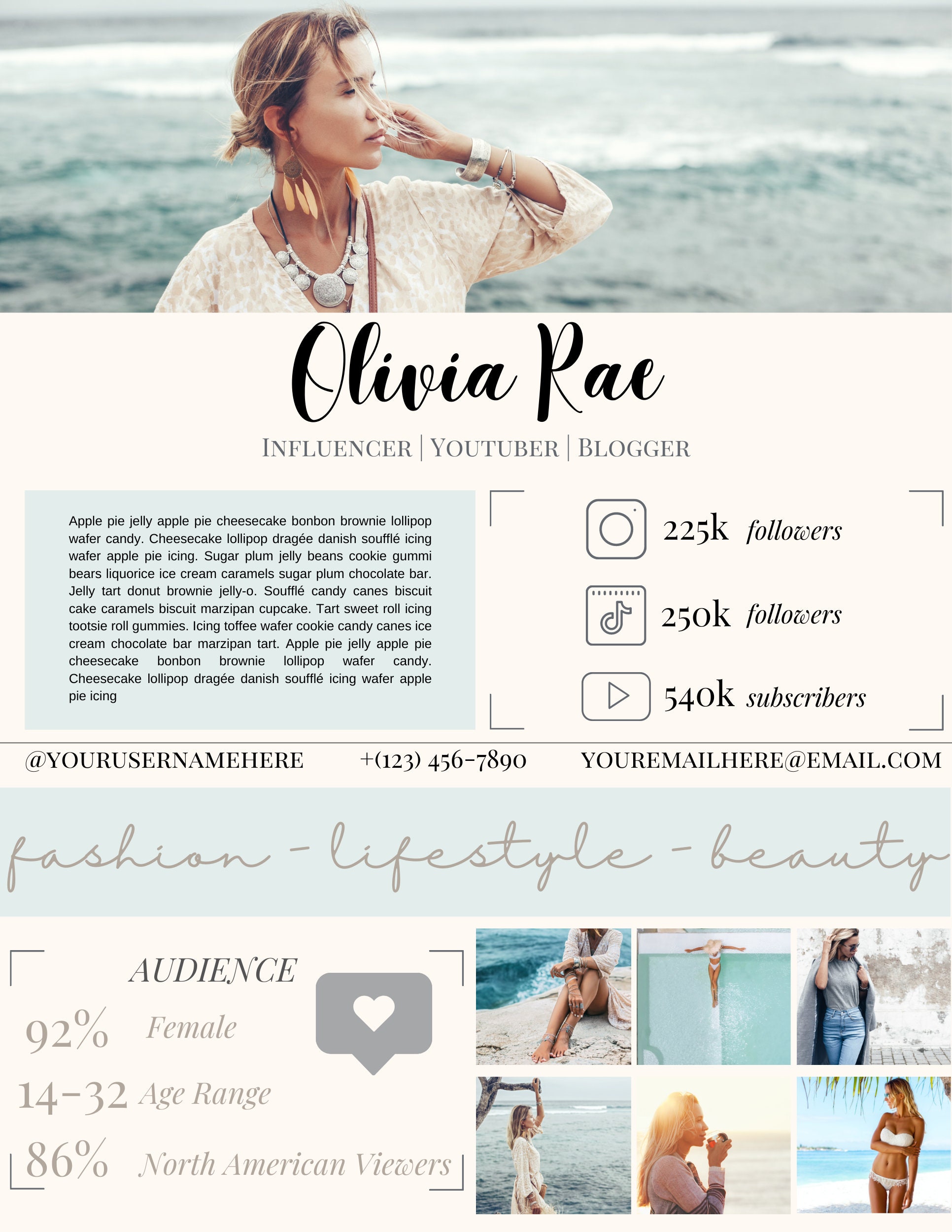 Media Kit Template | Influencer Media Kit Template | Social Media Kit ...