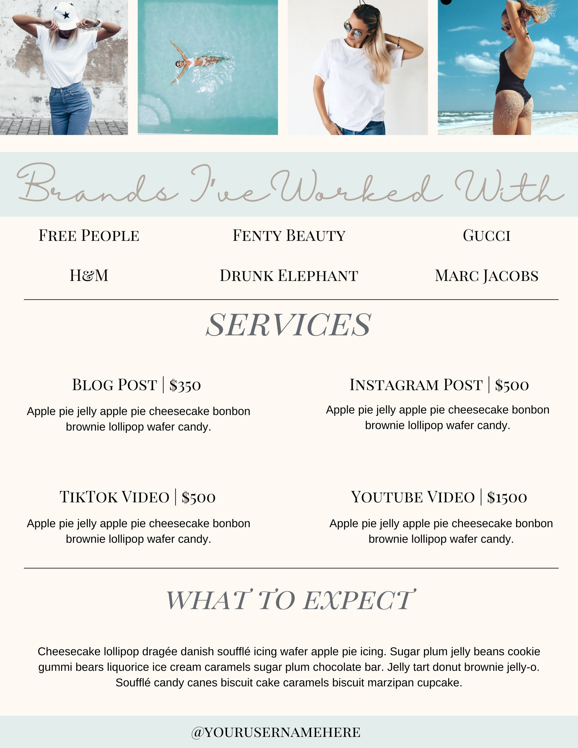 Media Kit Template | Influencer Media Kit Template | Social Media Kit ...