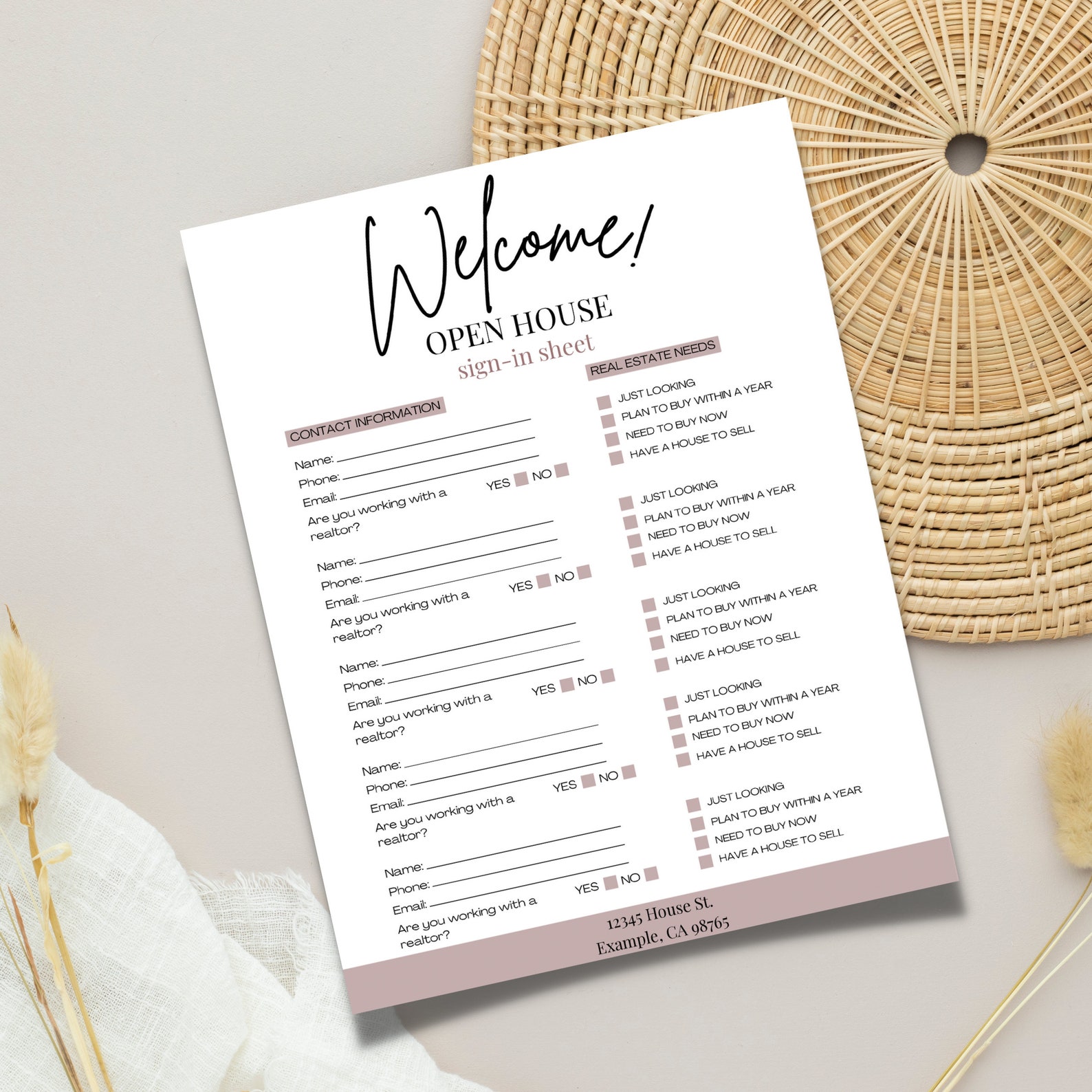 Editable Open House Sign-in Sheets, Real Estate Printable, Open House ...
