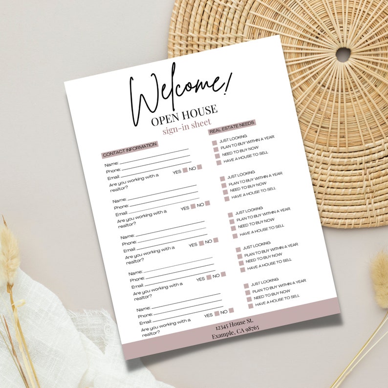 Editable Open House Sign-in Sheets, Real Estate Printable, Open House ...