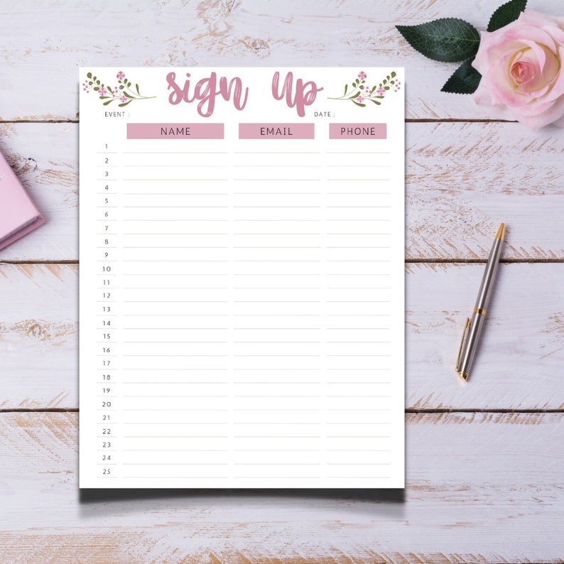 Sign up Sheet Editable | Sign up Sheet Template | Event Sign up | Canva ...