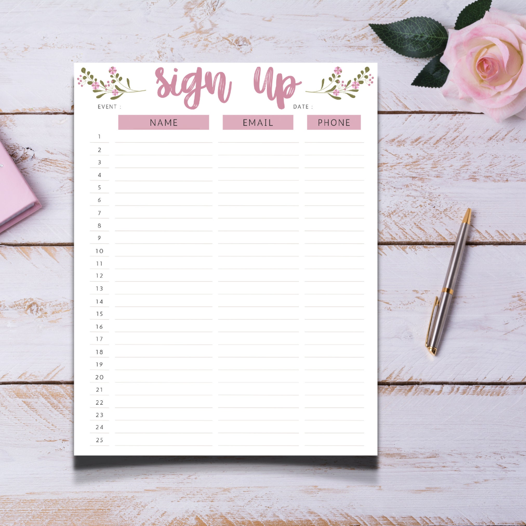 Sign up Sheet Editable | Sign up Sheet Template | Event Sign up | Canva ...