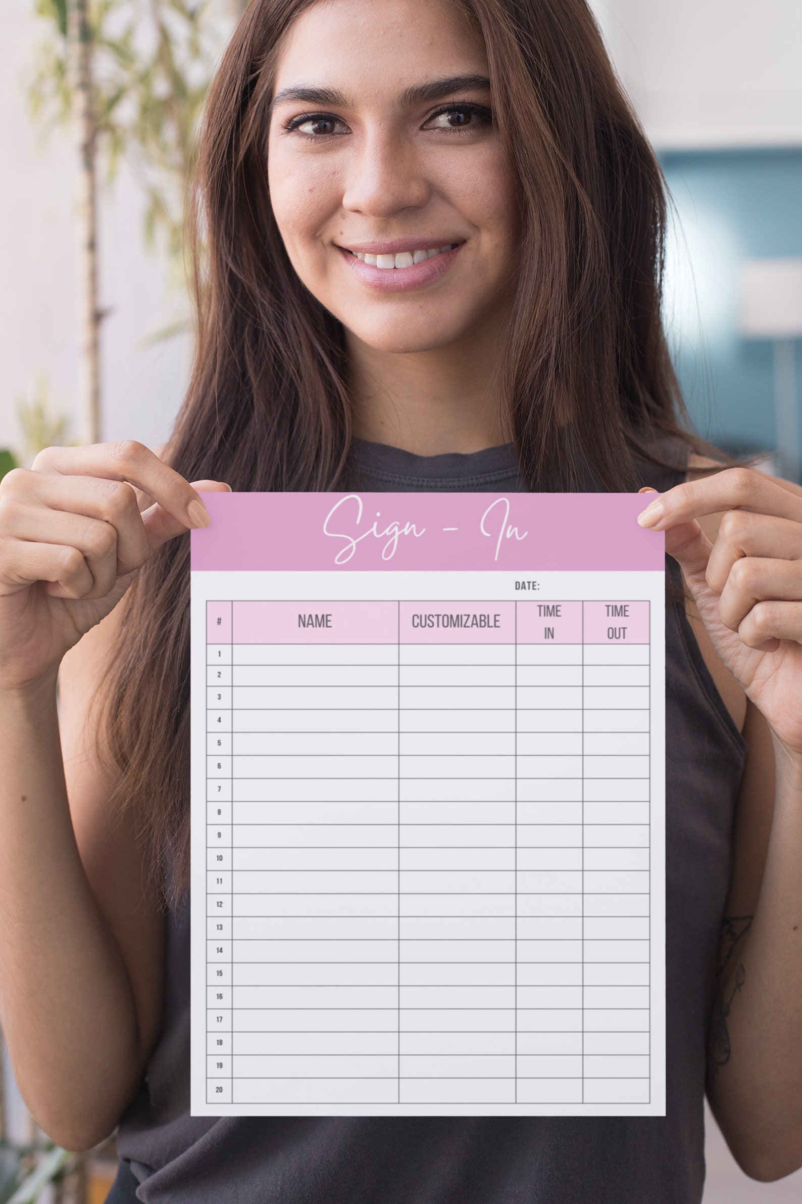 Editable Sign in Sheet, Instant Download, Sign in Sheet, Canva Template ...