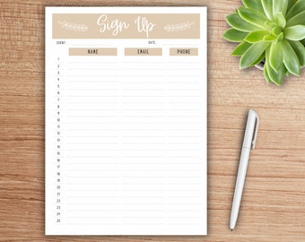 Editable Sign up Sheet. Sign up Sheet Template. Event Sign Up. Canva ...