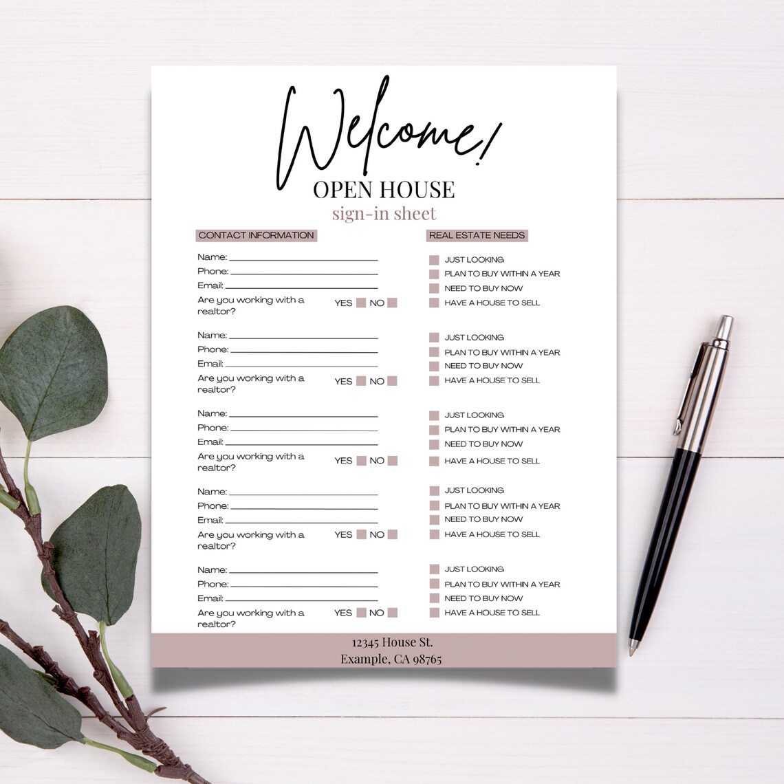 Editable Open House Sign-in Sheets, Real Estate Printable, Open House ...
