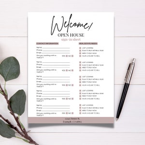 Editable Open House Sign-in Sheets, Real Estate Printable, Open House ...