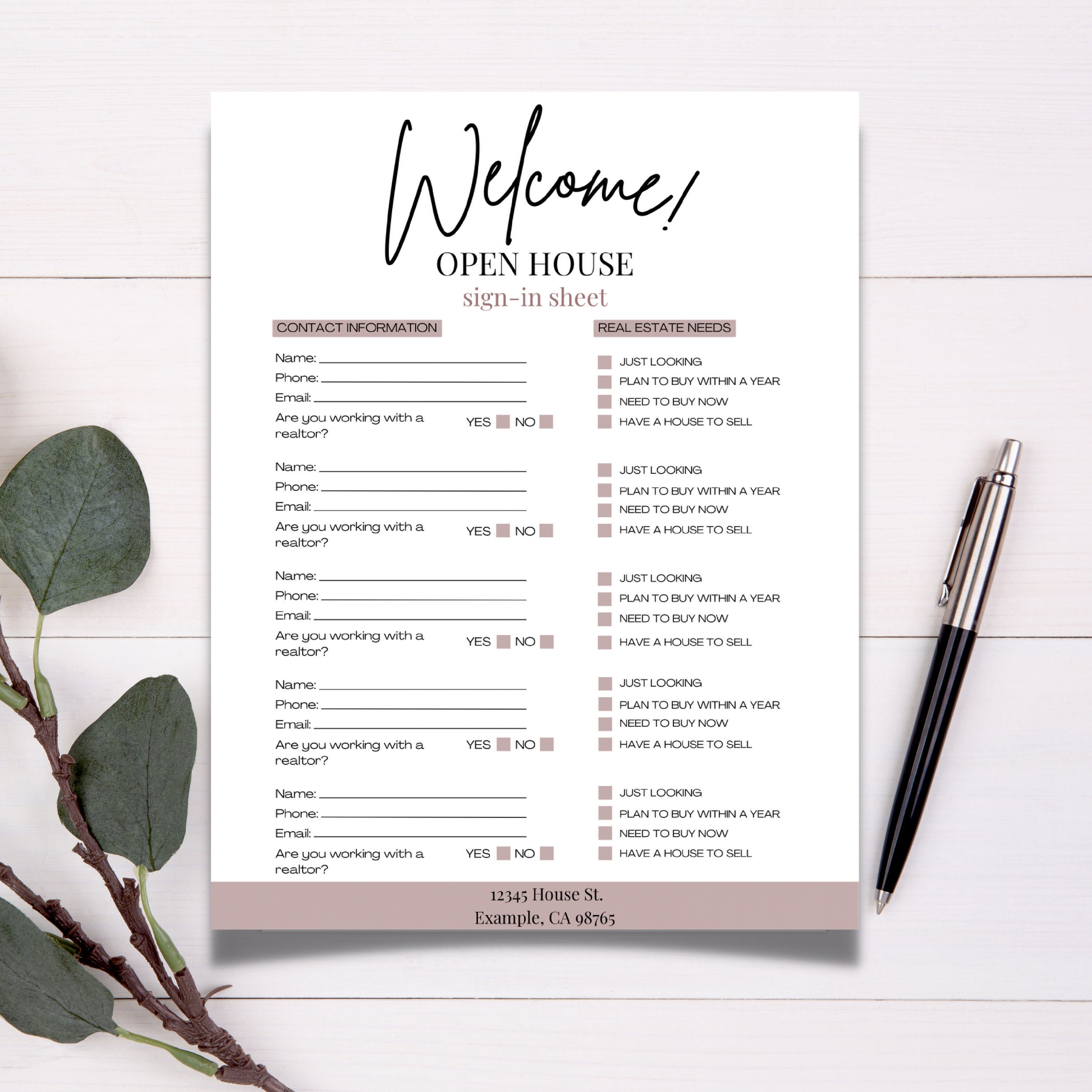 Editable Open House Sign-in Sheets, Real Estate Printable, Open House ...