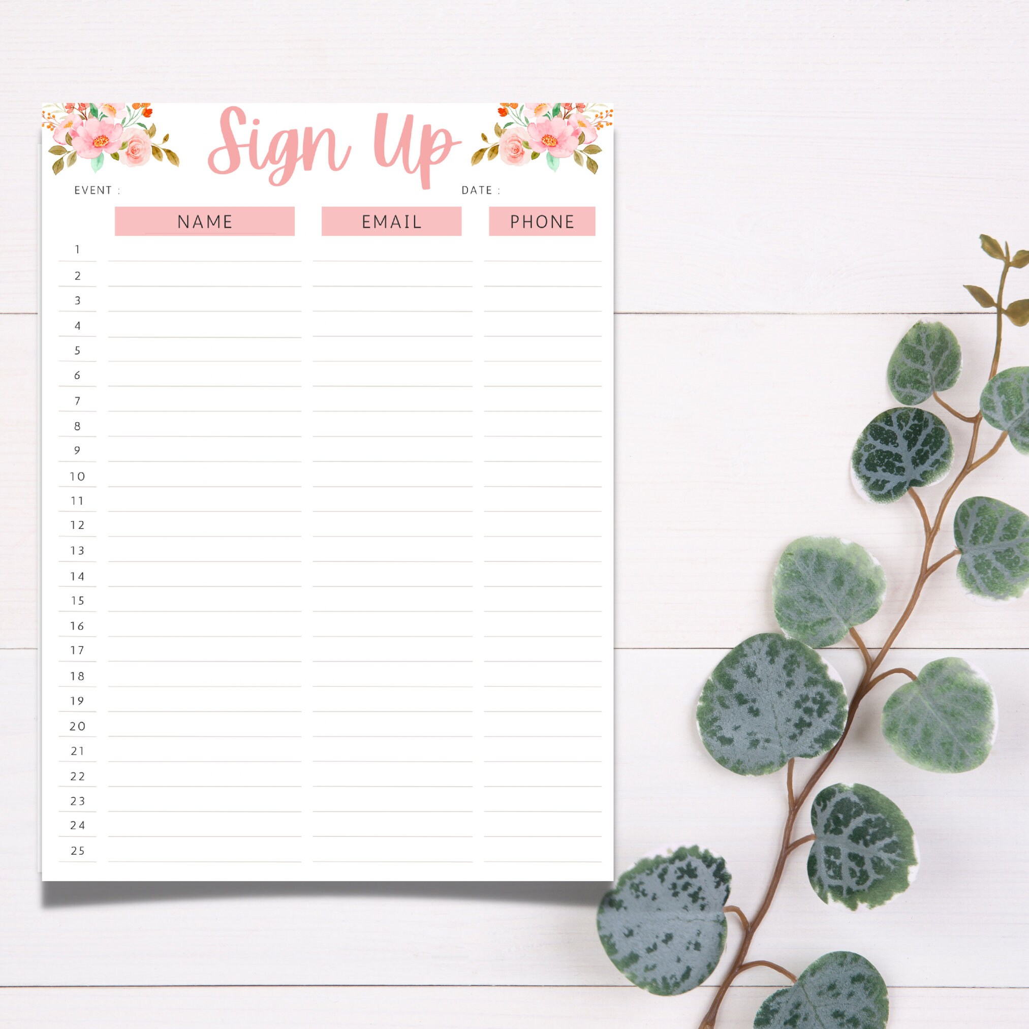 Sign up Sheet Editable | Sign up Sheet Template | Event Sign up | Canva ...