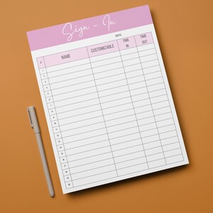 Editable Sign in Sheet, Instant Download, Sign in Sheet, Canva Template ...