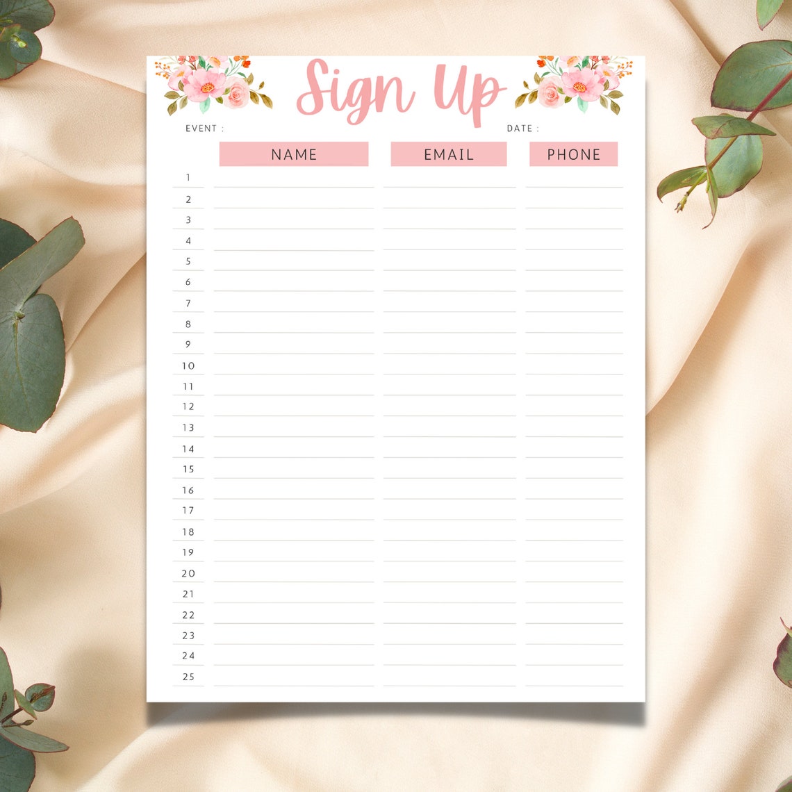 Sign up Sheet Editable | Sign up Sheet Template | Event Sign up | Canva ...