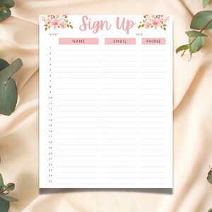 Sign up Sheet Editable | Sign up Sheet Template | Event Sign up | Canva ...