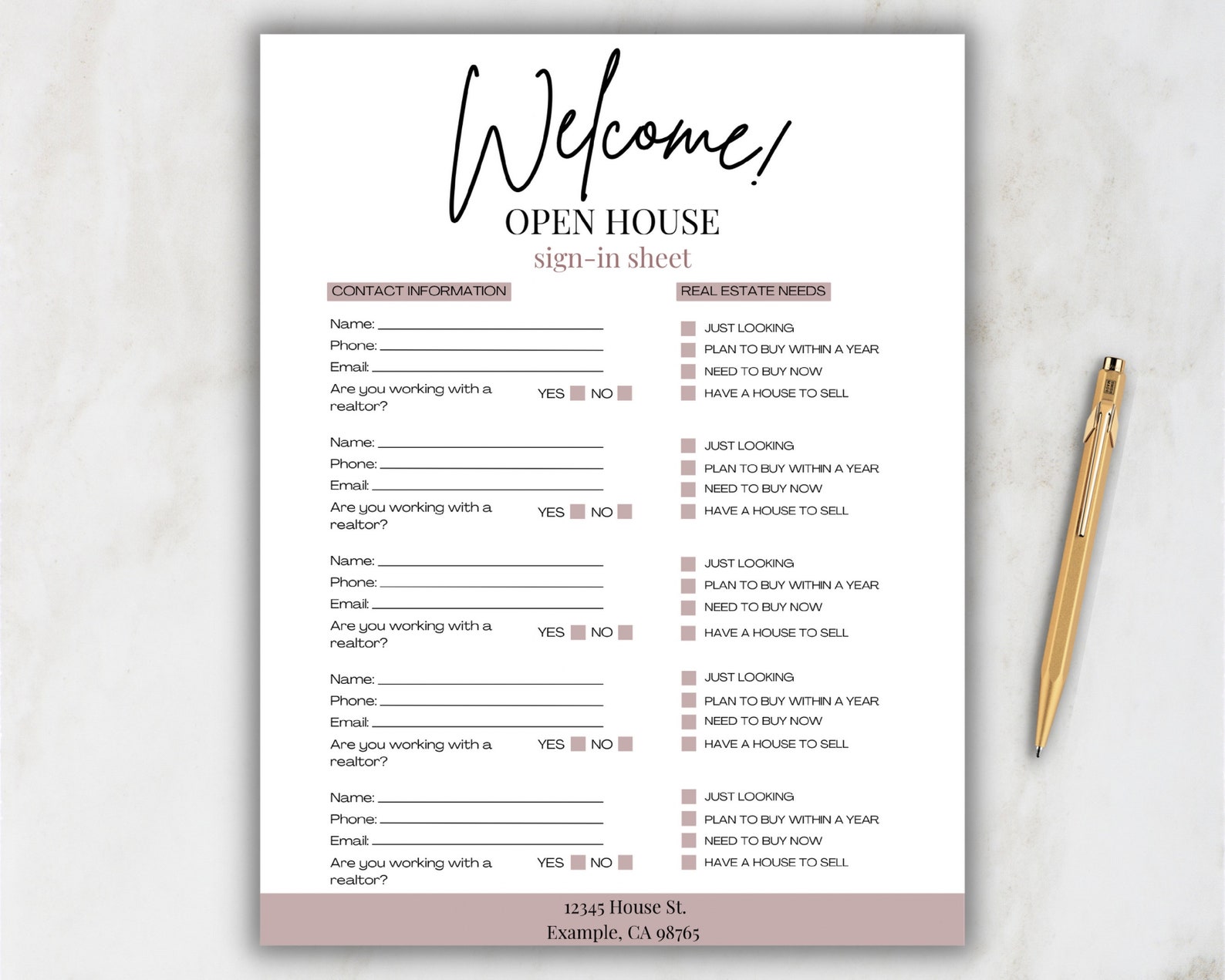 Editable Open House Sign-in Sheets, Real Estate Printable, Open House ...