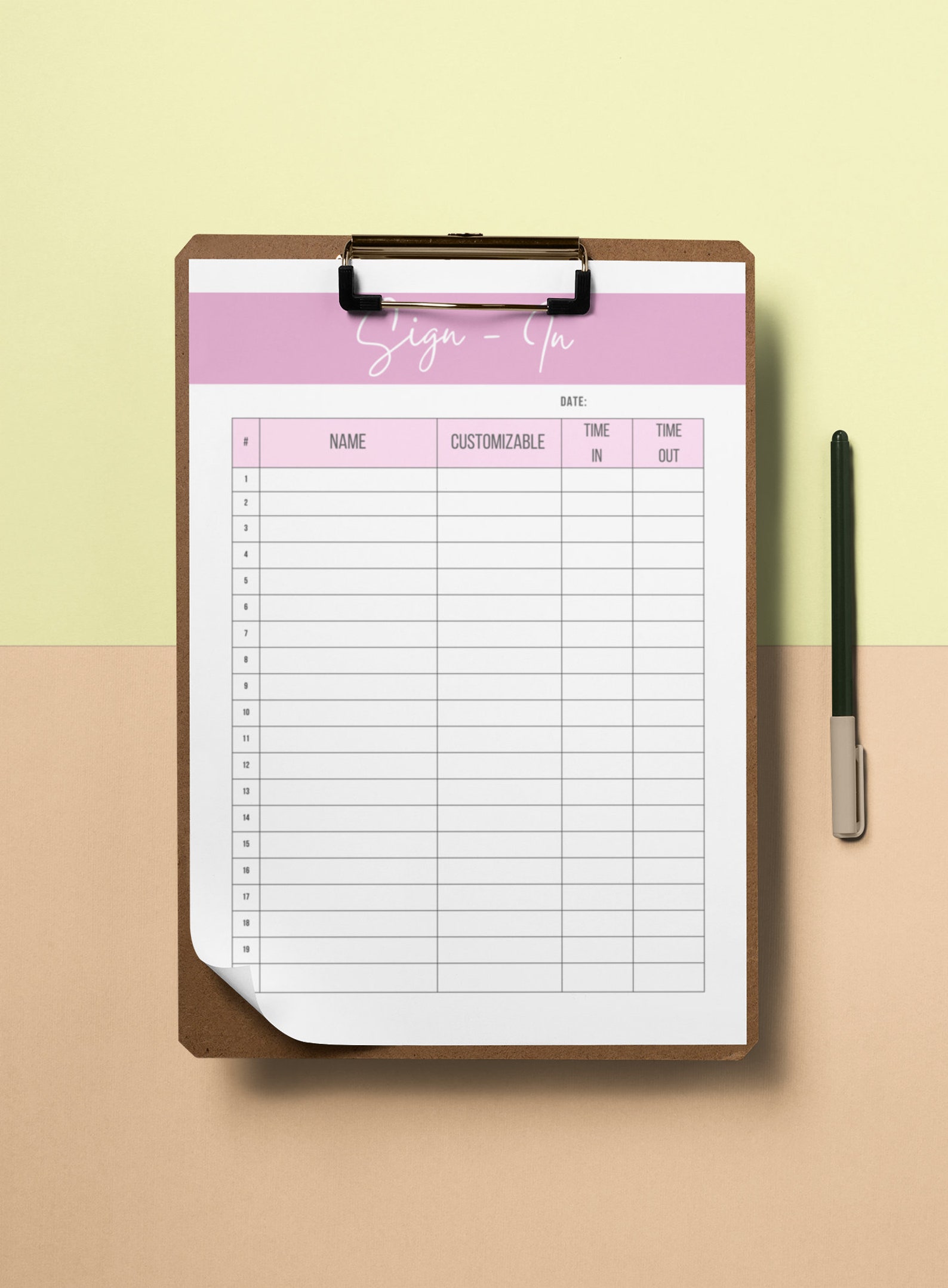 Editable Sign in Sheet, Instant Download, Sign in Sheet, Canva Template ...