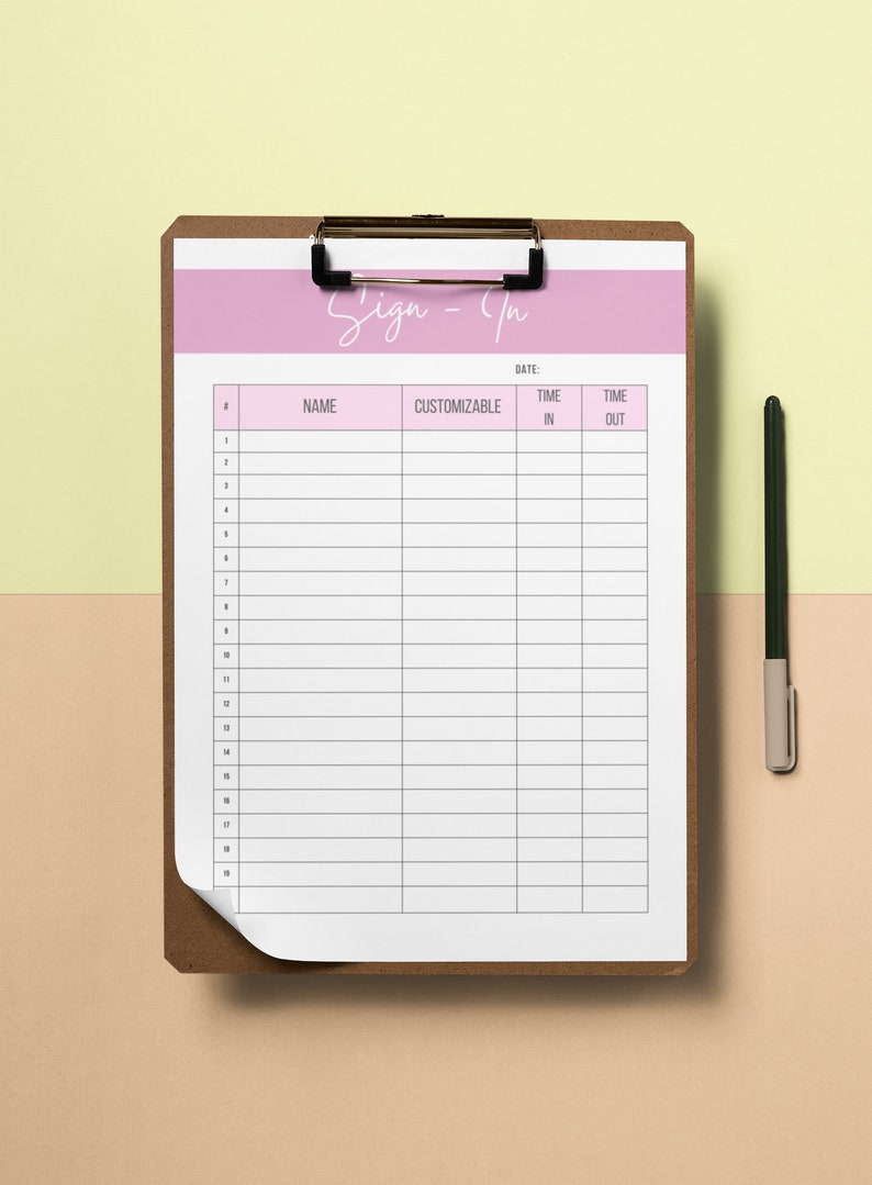 Editable Sign in Sheet, Instant Download, Sign in Sheet, Canva Template ...