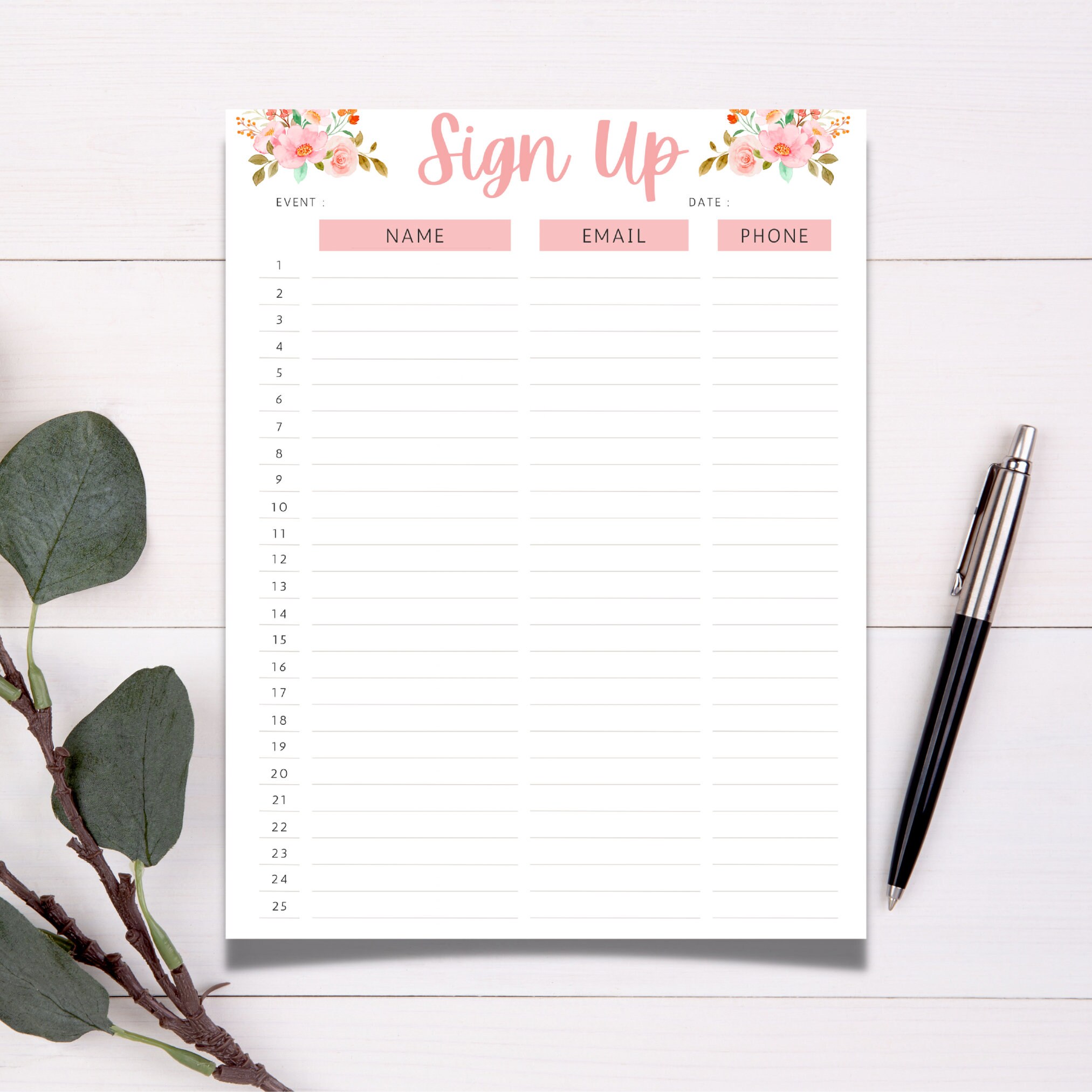 Sign up Sheet Editable | Sign up Sheet Template | Event Sign up | Canva ...