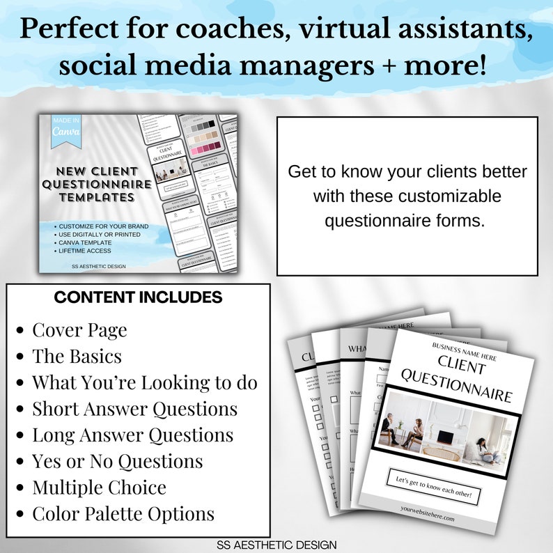 New Client Questionnaire Template | Social Media Manager | Virtual ...