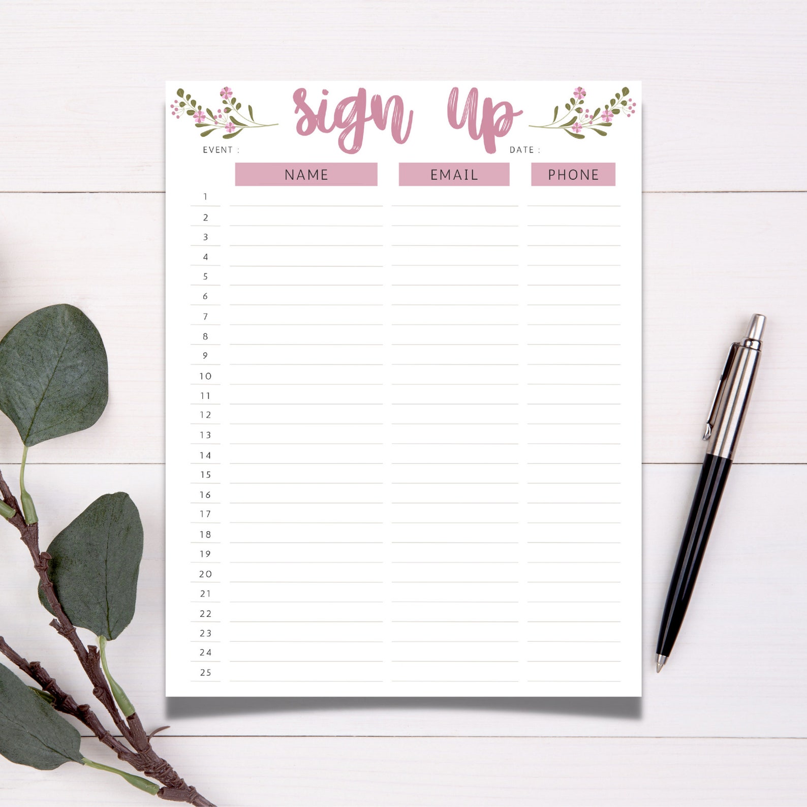 Sign up Sheet Editable | Sign up Sheet Template | Event Sign up | Canva ...