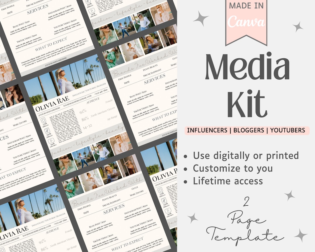 Media Kit Template | Influencer Media Kit Template | Social Media Kit ...