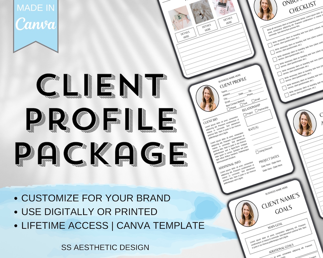 Business Client Profile Template Package | Client Onboarding | Virtual ...
