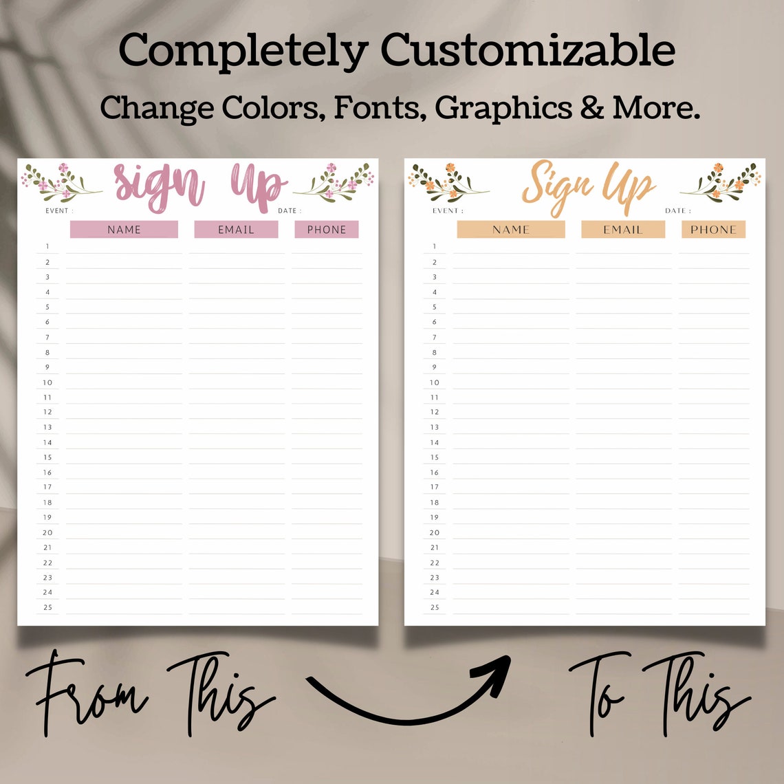 Sign up Sheet Editable | Sign up Sheet Template | Event Sign up | Canva ...