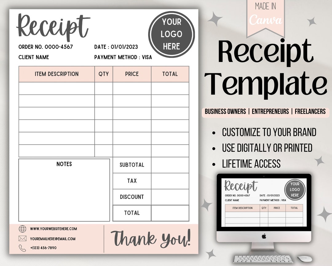 Invoice Template | Receipt Template Canva | Order Form Template | Small ...