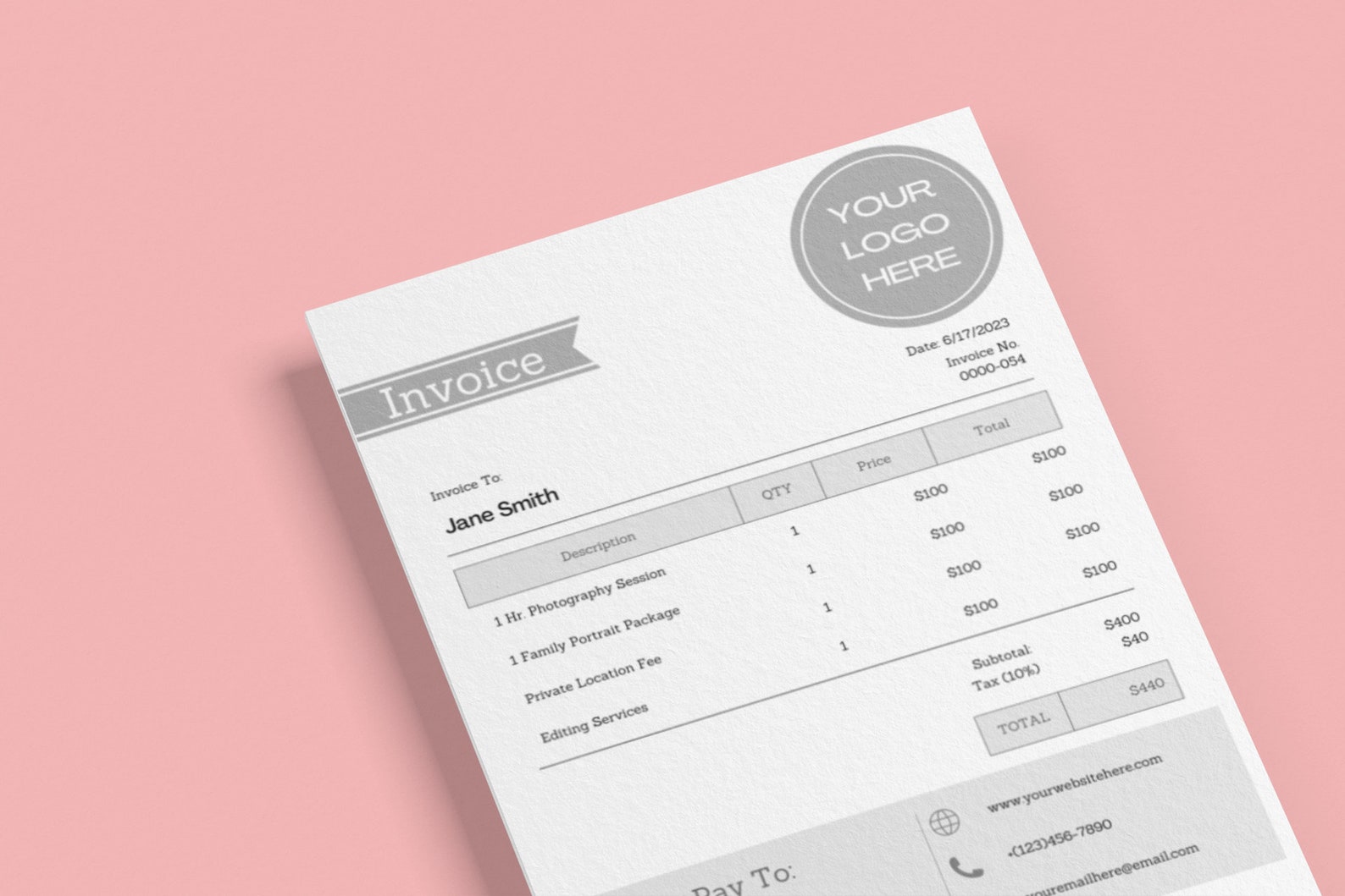 Invoice Template - Invoice Receipt Template - Order Form Template ...