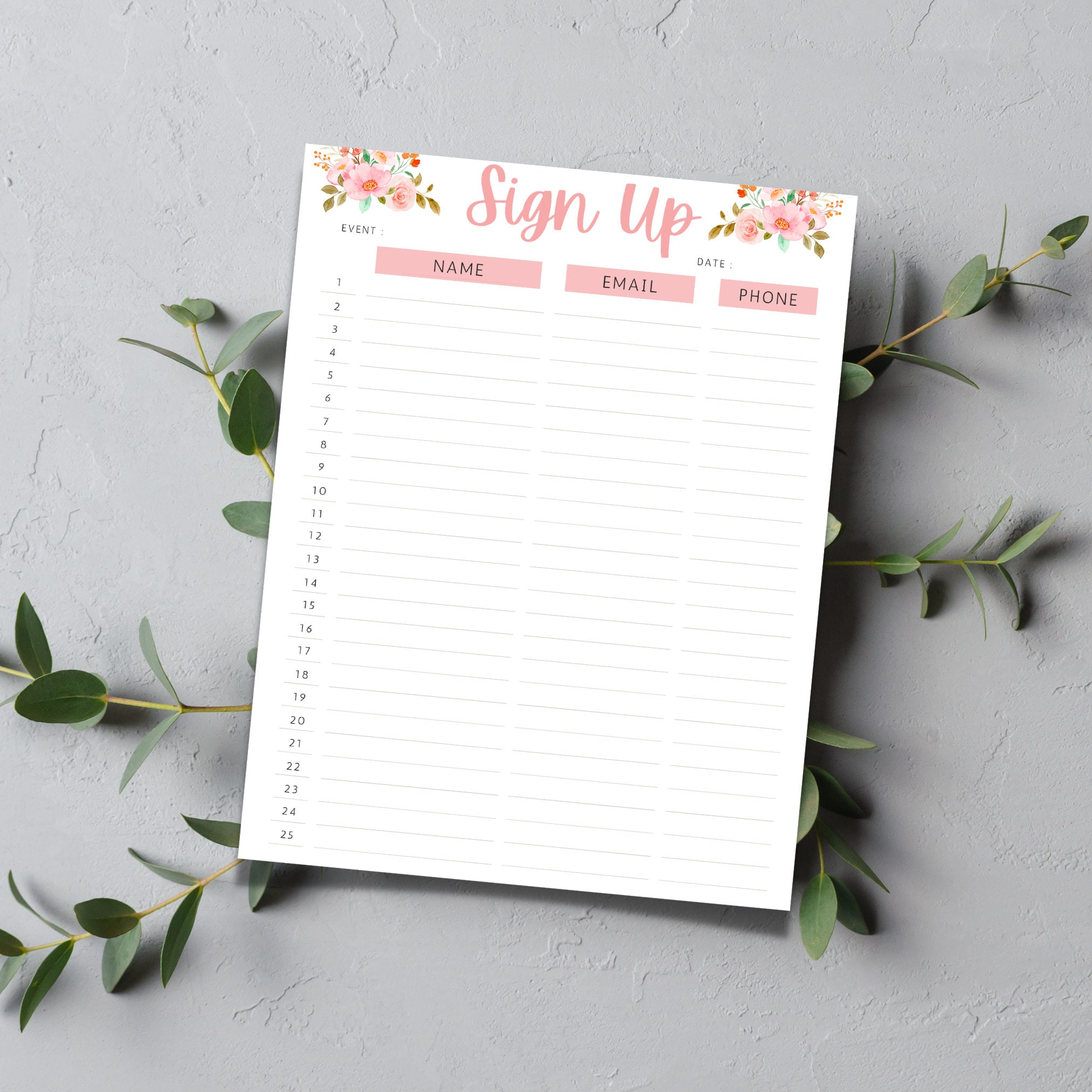 Sign up Sheet Editable | Sign up Sheet Template | Event Sign up | Canva ...