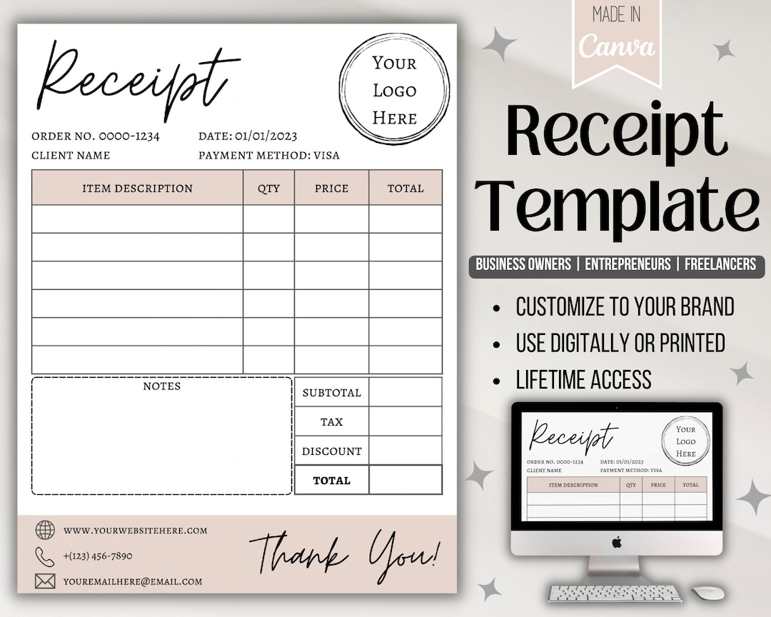 Invoice Template | Receipt Template Canva | Order Form Template | Small ...