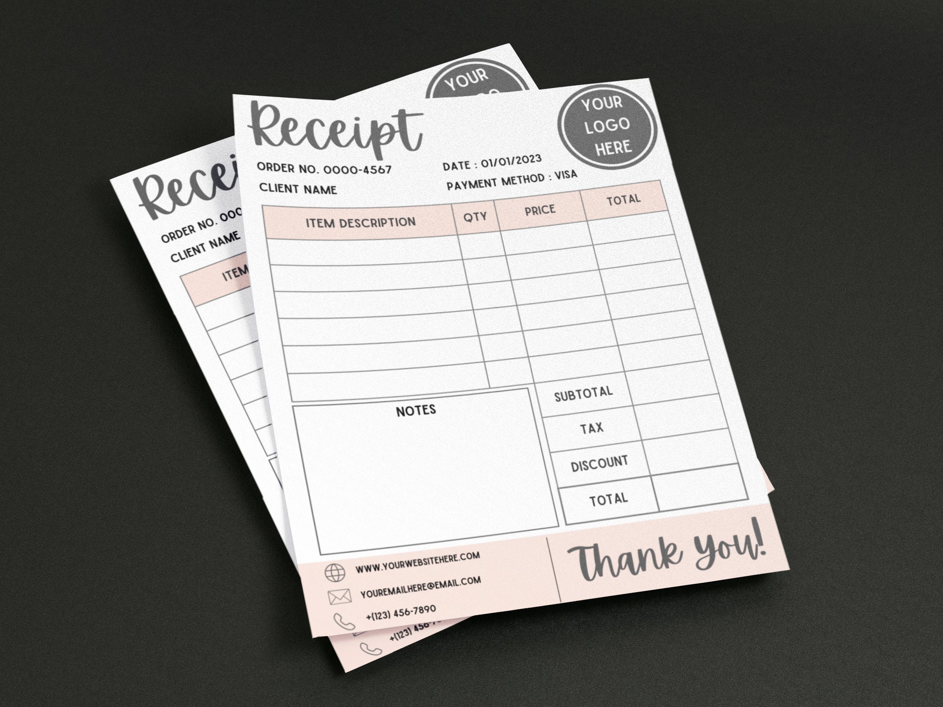 Invoice Template | Receipt Template Canva | Order Form Template | Small ...