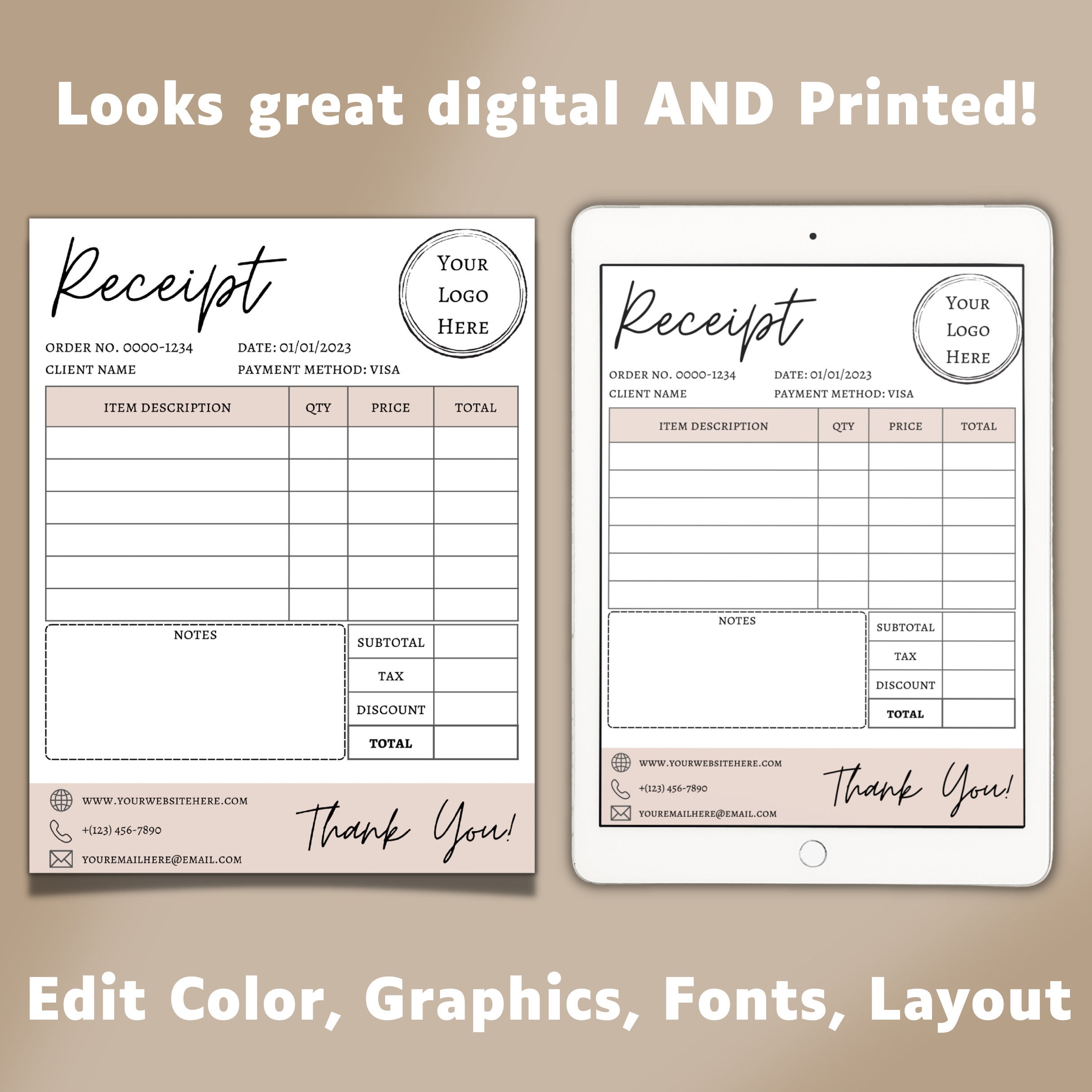 Invoice Template | Receipt Template Canva | Order Form Template | Small ...